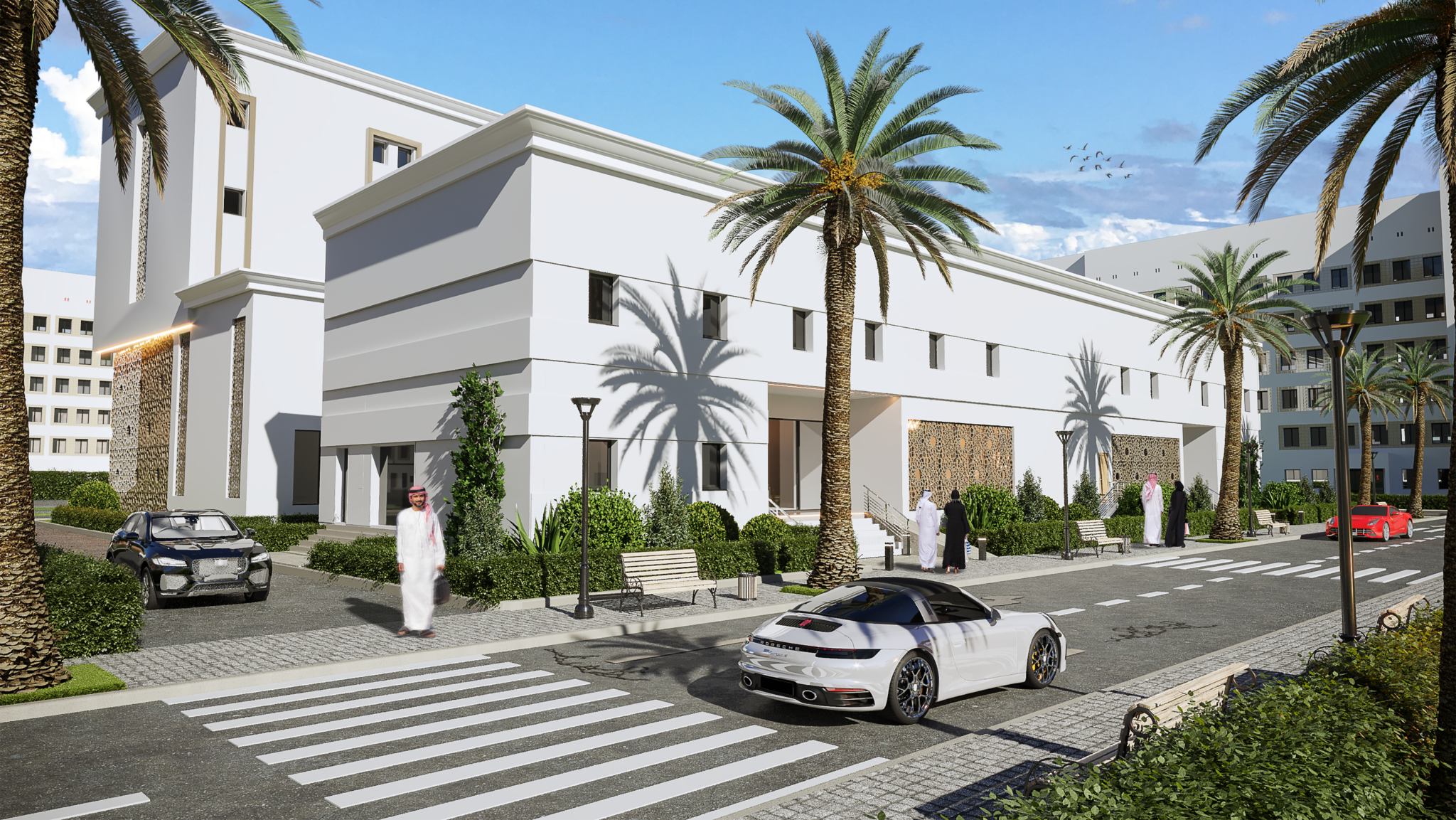 مباني العيادة الطبية ودار الضيافة – تصميم عصري ومرافق متكاملة